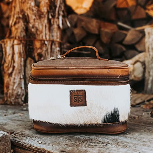 STS Ranchwear Train Case Durable Spacious Versatile Leather Travel Cosmetic Bag with Top Handle, Tornado/Cowhide, One Size