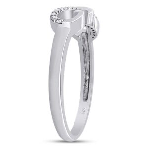 14k White Gold Over Sterling Silver Round Cut Diamond Accent Sideways Bypass Infinity Promise Ring Jewelry For Her Women (I-J Color, I2-I3 Clarity, 0.03 Cttw) Ring Size-7