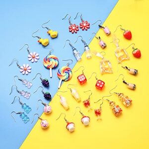 12/18 Pairs Cute Funny Earrings Weird Earrings Mushroom Goldfish Water Bottle Earrings Milk Tea Dangle Earrings Bulk for Women