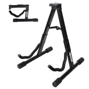 aodsk guitar stand folding with adjustable a-frame for acoustic classical and electric guitars bass ukulele portable (single stand-black)