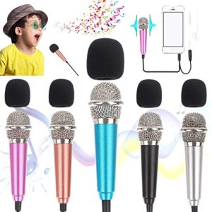 5pcs mini microphone mini karaoke microphone for voice recording, portable microphone chatting and singing compatible with smartphone iphone, ipad, laptop