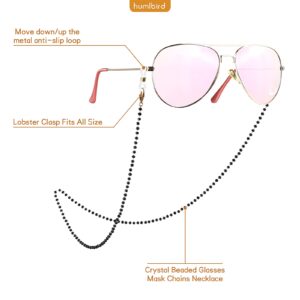 humlbird 2 Pcs Glasses Chain Sunglass Chain Eye Glasses Holders Around Neck Mask Chain Face Mask Eyeglass Chain for Women Stylish, Black White