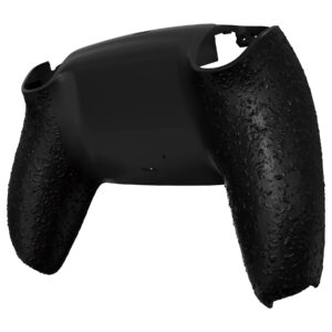 eXtremeRate Textured Black Non-Slip Custom Back Plate Bottom Shell Compatible with ps5 Controller, 3D Splashing Cover, Game Improvement Replacement Back Shell Cover Compatible with ps5 Controller