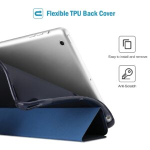 ProCase Slim Cover for iPad Mini 5 Generation 2019/ Mini 4 3 2 1 (Old Model) 7.9 inch, Slim Soft TPU Back Cover Trifold Stand Folio Smart Case for iPad Mini 5 4 3 2 1 -Navy