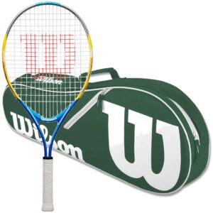 generic wilson us open 25 junior tennis racquet bundled with a green/white wilson advantage ii tennis bag (perfect for beginner players age 9-10) green/white bag 25 inch racquet