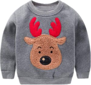 toddler boys christmas sweatshirts long sleeve pullover shirts reindeer sweaters xmas cartoon tee sport tops 4t gray