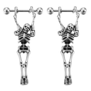 qgoliver skull earrings skeleton dangle gothic punk spooky christmas earrings for women men