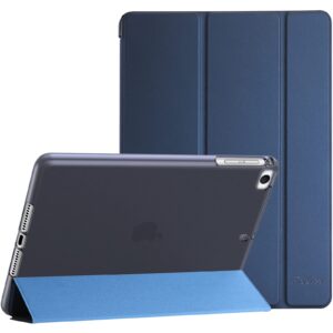 procase slim cover for ipad mini 5 generation 2019/ mini 4 3 2 1 (old model) 7.9 inch, slim soft tpu back cover trifold stand folio smart case for ipad mini 5 4 3 2 1 -navy