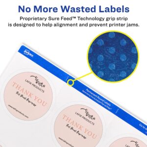 Avery Printable Blank Round Labels, 2.5" Diameter, Matte White, 225 Customizable Labels (22562)