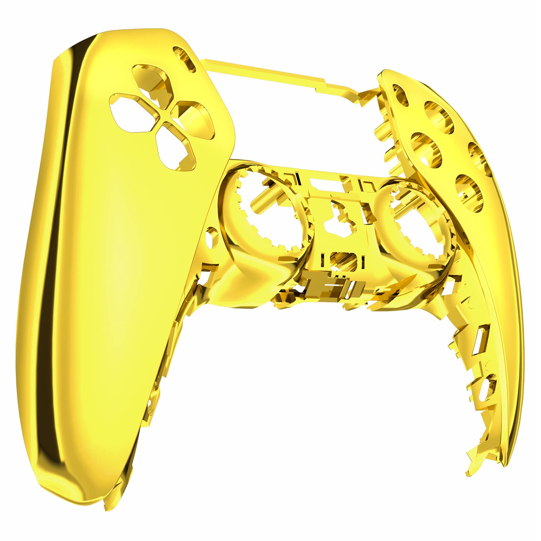 eXtremeRate Chrome Gold Glossy DIY Accessories Replacement Front Shell Compatible with ps5 Controller, Custom Faceplate Compatible with ps5 Controller - Touchpad NOT Included