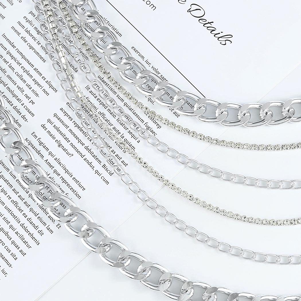 Bodiy Silver Crystal Waist Chain Jewelry Belt Sparkly Rhinestone Belly Chains Rave Body Jewelry for Women