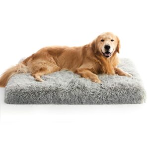 mihikk extra large dog bed, xl orthopedic egg crate foam dog bed with removable washable cover, waterproof dog mattress nonskid bottom, comfy anti anxiety pet bed mat, 41x29 inch, gray