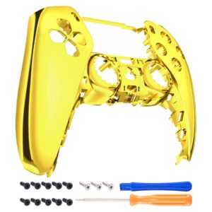 extremerate chrome gold glossy diy accessories replacement front shell compatible with ps5 controller, custom faceplate compatible with ps5 controller - touchpad not included