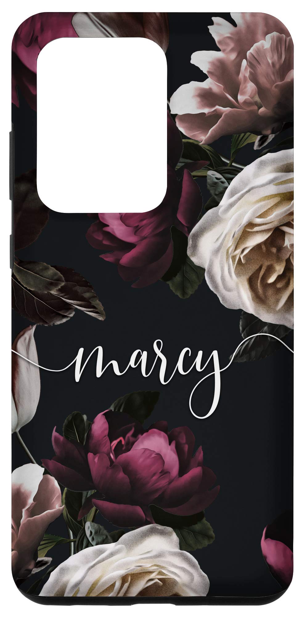 Galaxy S20 Ultra Marcy - Elegant Floral Rose & Peony Personalized Name Case