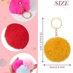 Auihiay 60 Pieces Pompoms Keychains Fluffy Puff Ball Keyrings for Girls Women Pendant Accessories (30 Colors)