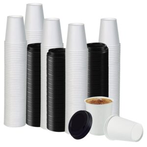 smygoods 12oz coffee cups with lids, coffee cups, & tea cups, 100 pack,