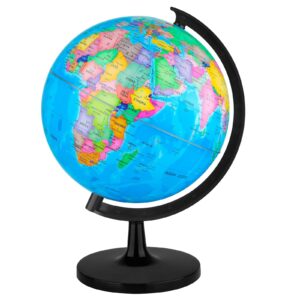 wizdar 10'' world globe for kids learning, diy assemble educational rotating world map globes large size decorative earth children globe for classroom geography teaching, desk and office decoration