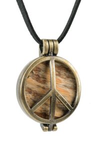 original 1969 woodstock piece of stage encased inside a bronze peace pendant necklace for music and history lovers