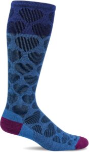 sockwell women's heart throb moderate graduated compression sock, ocean - s/m