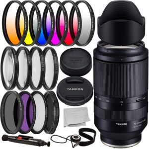 tamron 70-180mm f/2.8 di iii vxd lens with essential accessory bundle - includes: 6pc gradual color filter kit, 3pc hd filter kit (uv, cpl, fld), variable neutral density filter (nd2 - nd400) & more