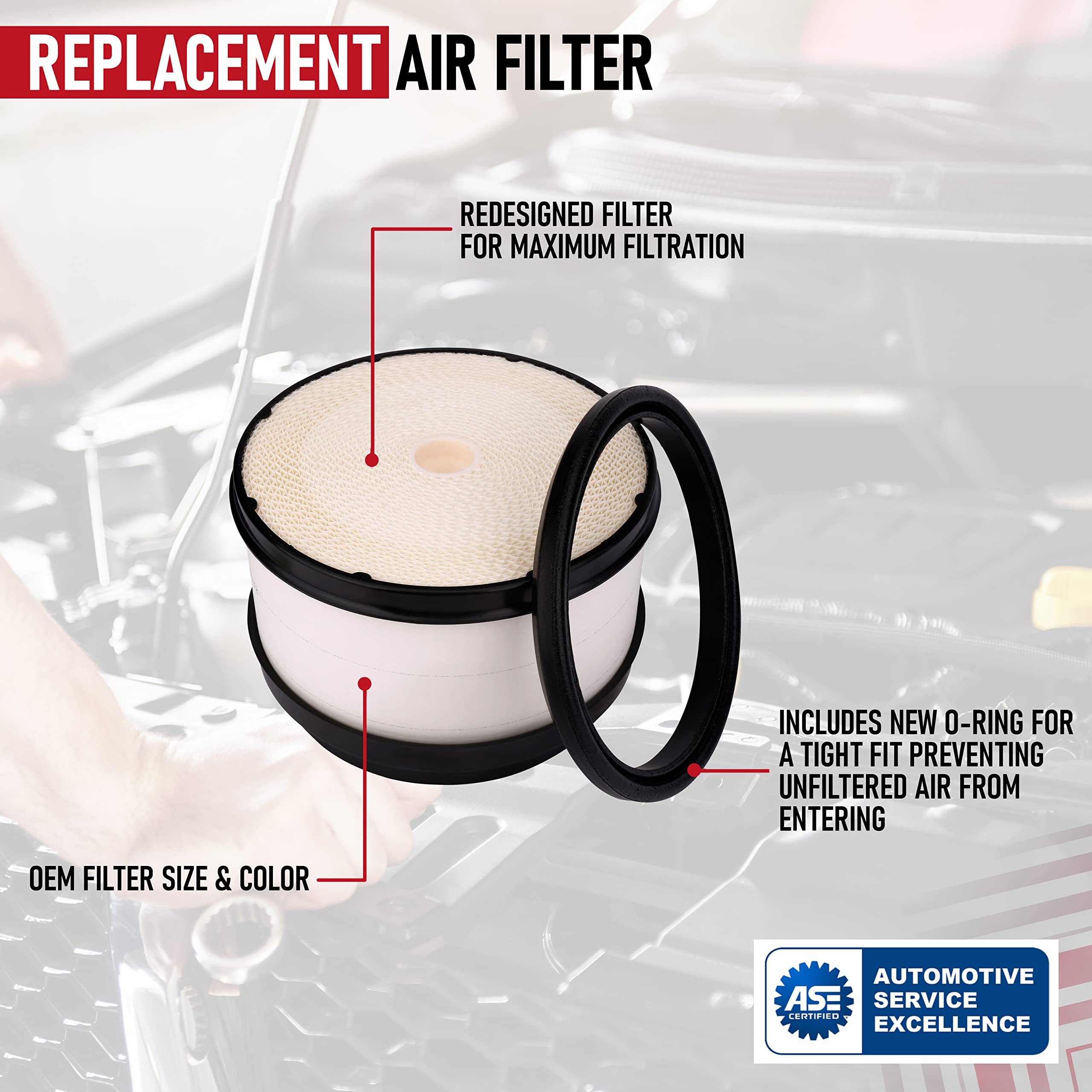 Replacement Air Filter - Compatible with Chevrolet and GMC Vehicles - Silverado 2500 HD Classic, 3500 HD, Sierra 2500HD, 3500 Classic - Replaces A3087C, 25839611, P610875, A2947C - Vehicle Air Filter