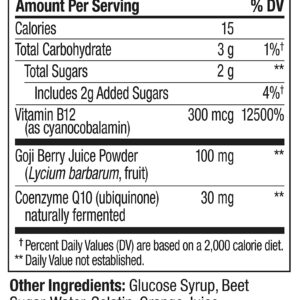 OLLY Daily Energy Gummy, Caffeine Free, Vitamin B12, CoQ10, Goji Berry, Adult Chewable Supplement, Tropical Flavor - 120 Count Pouch