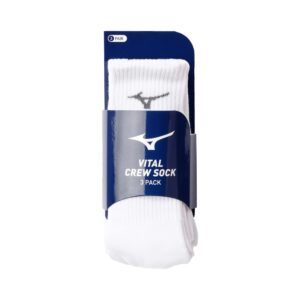 Mizuno Womens Vital Crew 3-pack Sock, White, Medium US