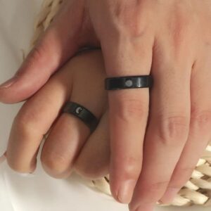 HUASAI Sun and Moon Rings for Couples Matching Promise Couples Rings for Girlfriend Boyfriend Moon Star Rings Set(Matching Rings Size 8)