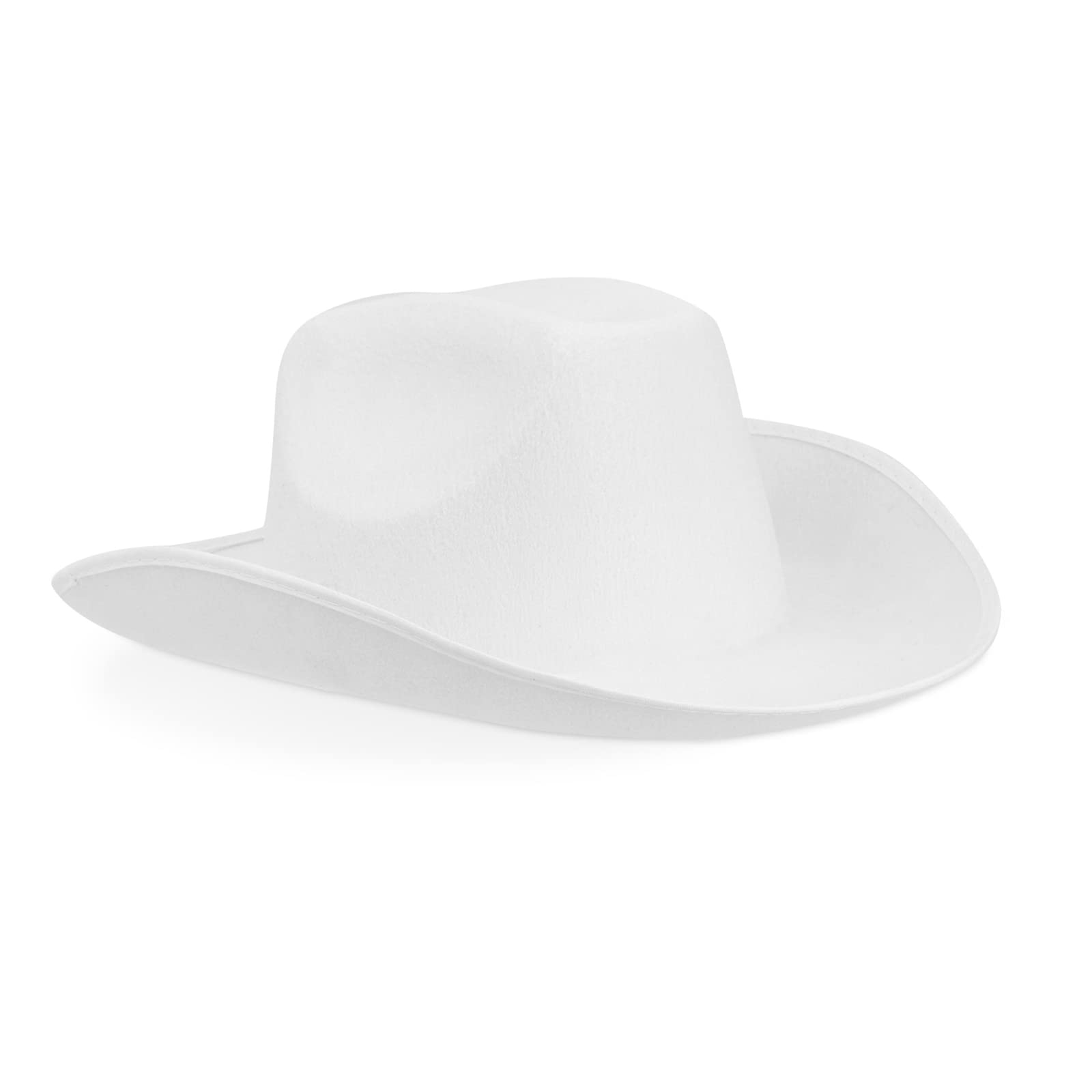 Zodaca White Cowboy Hat - Felt Cowboy Hats for Men, Women, Western Cowgirl Hat for Costume Birthday Bachelorette Party (Adult Size)