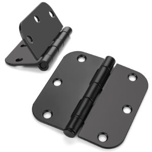 haidms noise-free interior door hinges matt black 3.5 inch with 5/8" radius corner black steel removable pin, 24 pack