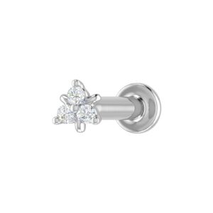 finerock 0.03 carat 3-stone diamond nose pin stud in 18k white gold