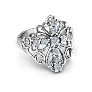 savlano 18k white gold plated round cut cubic zirconia filigree cross ring women religious ring (9)