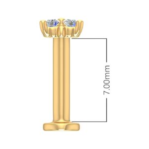 FINEROCK 0.03 Carat 3-Stone Diamond Nose Pin Stud in 18K Yellow Gold (SI1-SI2 Clarity)