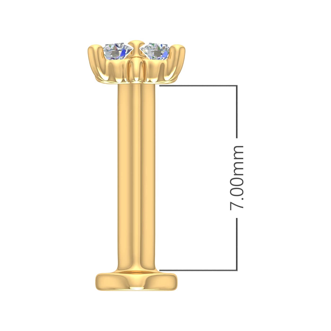 FINEROCK 0.03 Carat 3-Stone Diamond Nose Pin Stud in 18K Yellow Gold (SI1-SI2 Clarity)