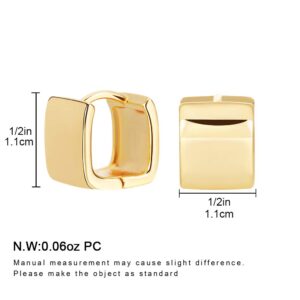 14K Gold Plated Hoop Earring Small Square Huggies Hoops For Women, Minimalist Cute Earrings for Women Gift…