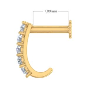 0.13 Carat 5-Stones Diamond Nose Pin Open Hoop in 18K Yellow Gold