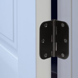 Haidms Noise-Free Interior Door Hinges Matt Black 3.5 Inch with 5/8" Radius Corner Black Steel Removable Pin, 24 Pack