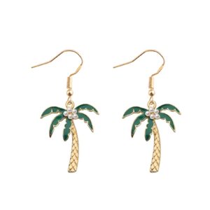 myospark coconut palm tree dangle earring summer holiday hawaii gift beach theme jewelry earrings for women (coconut earring)