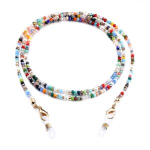 humlbird mask lanyard eyeglasses chain healing crystal beaded sunglasses chains with pearl for women, colorful