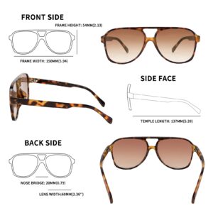 FEISEDY Vintage Retro 70s Plastic Aviator Sunglasses Women Men Classic Large Squared Frame B2751