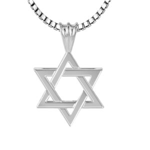 us jewels ladies 925 sterling silver 17mm star of david jewish pendant 1.5mm box chain necklace, 18in