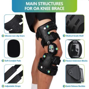 Komzer OA Unloader Knee Brace, Osteoarthritis of the bone on bone Knee Support, Rheumatoid Arthritis, Knee Joint Pain and Degeneration (Black, Right)