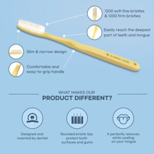 Dr.Golden Turtle Long Head Toothbrush 16-Pack Designed by Dentist | Easy Plaque Remover | Huge Toothbrush for Adults | Tooth Brushes Set | Toothbrush Medium Hard | Smokers Toothbrush for Clean Teeth