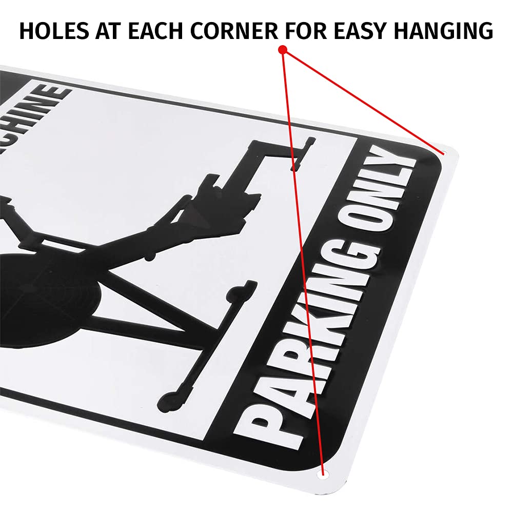 Rowing Machine Parking Embossed Tin Sign ideal for Rowing Machine Accessories, Home Gym Rowers, Rowing Clubs, and more (BLACK)