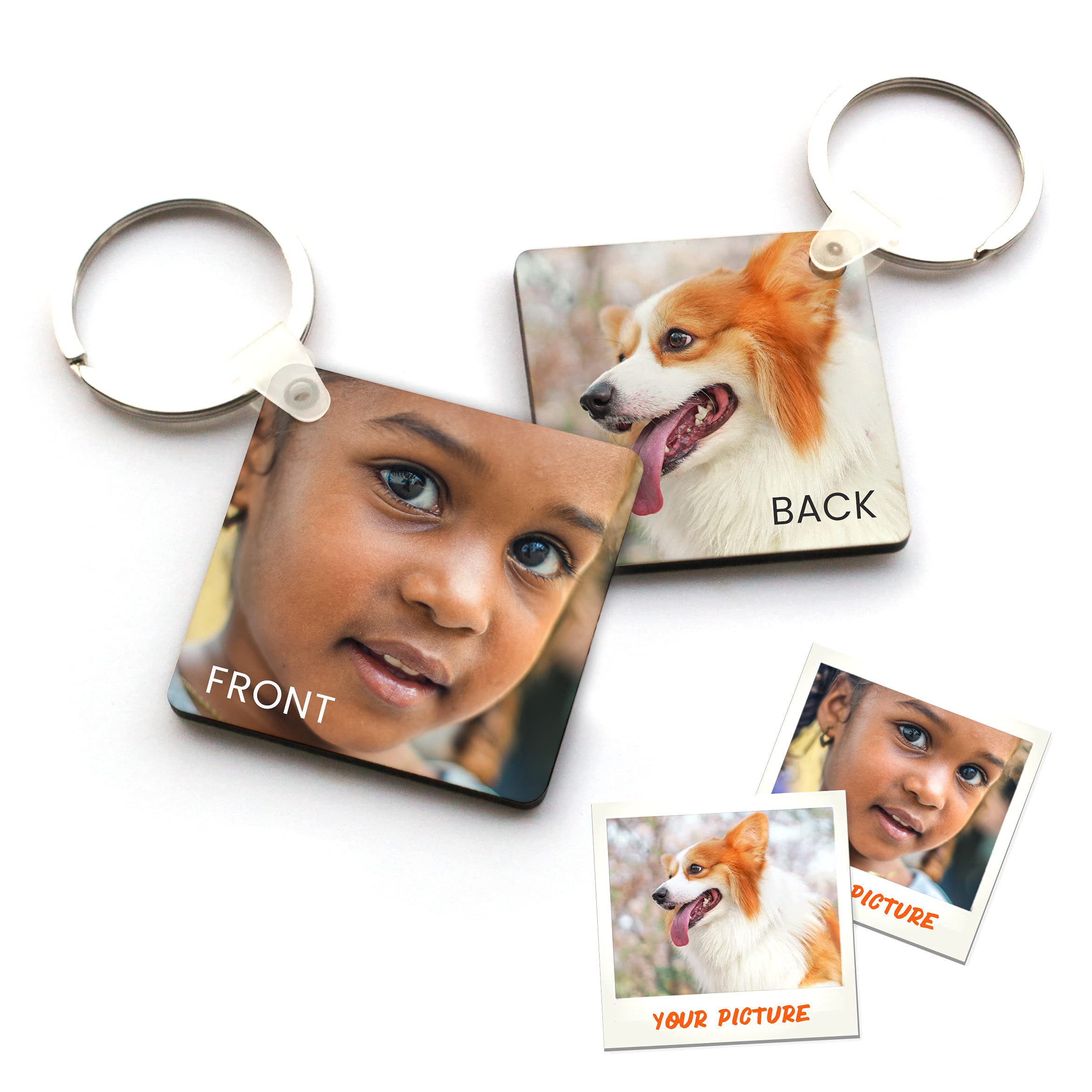 Sleeky Case Your Own Photo Square Double Sided Custom Personalized Keychain