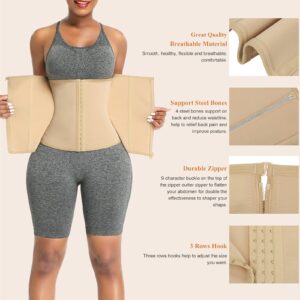 FeelinGirl Fajas Reductoras Y Moldeadoras Fajas Para Mujer Womens Waist Trainer Wrap Belt Tummy Control Shapewear Corset Beige