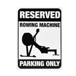 rowing machine parking embossed tin sign ideal for rowing machine accessories, home gym rowers, rowing clubs, and more (black)