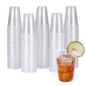 turbo bee 300 pack 9oz clear plastic cups，disposable mouthwash cups,9 ounce cups-party cups ideal for whiskey, drinking tasting, food samples