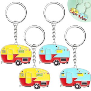 hicarer camper keychain camper accessories for travel trailers retro camping rv keychain set for travel (4 pieces)