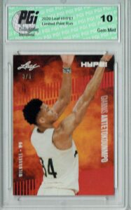 giannis antetokounmpo 2020 leaf hype! #48 red sp, only 5 made rare card pgi 10